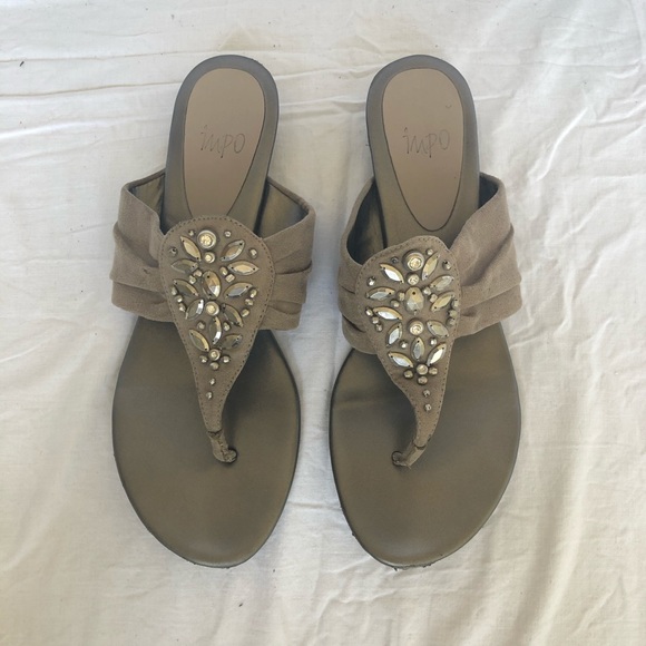 Impo | Shoes | Impo Rusk Flip Flop Gray Embellished Sandals Size | Poshmark